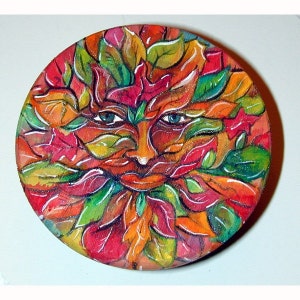 Autumn Fall Greenman Green Man Handpainted Box Leaves Leaf Man - Etsy