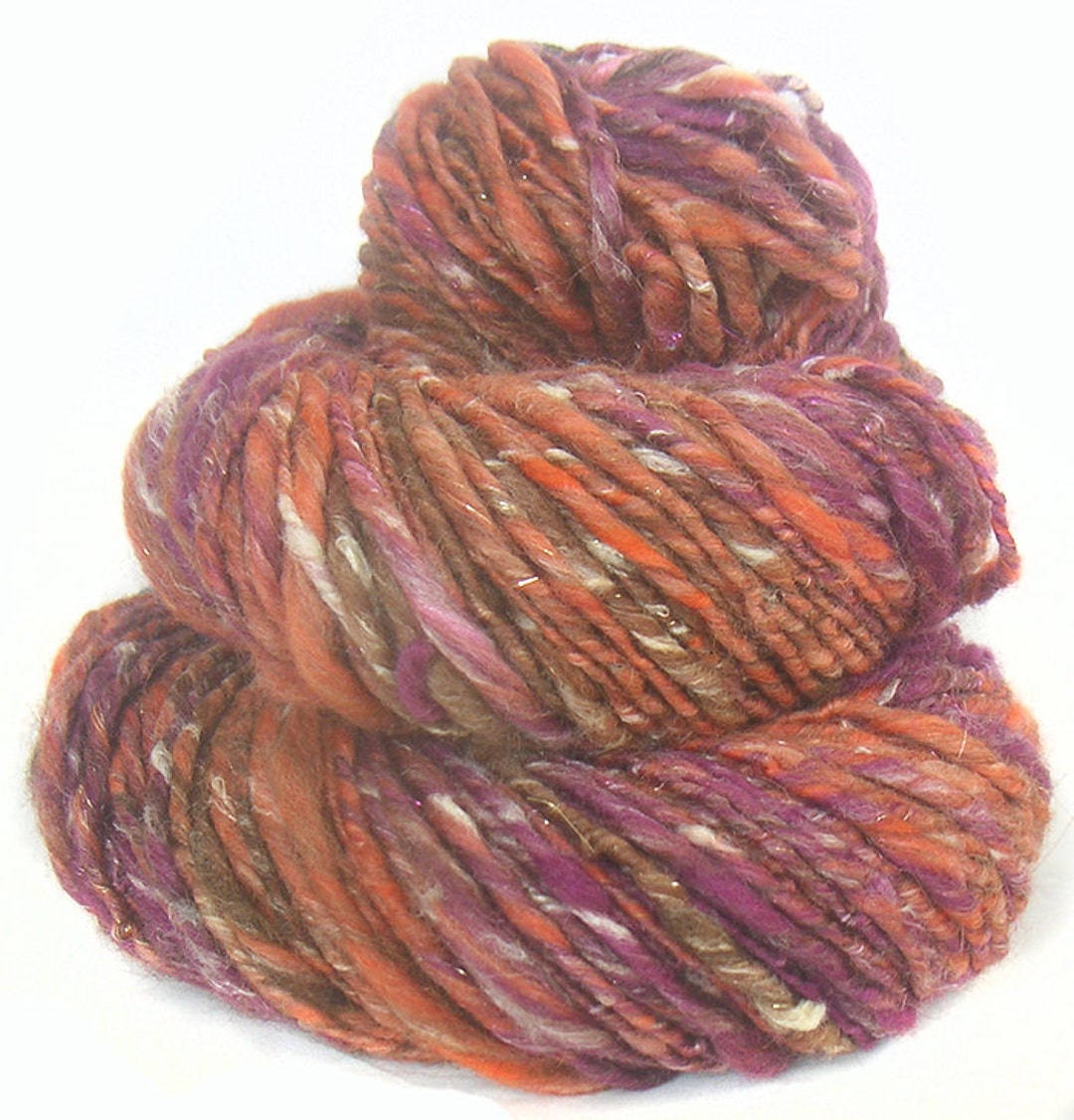 Hand Spun Yarn, Handcarded Handspun Merino Wool Alpaca Soysilk Sparkle ...