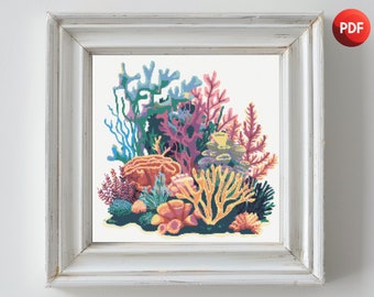 Cross Stitch Pattern PDF Underwater Sea Plants Variety Coral Reef ...
