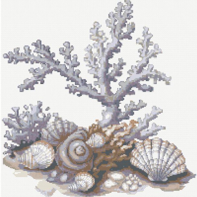 Cross Stitch Pattern PDF Underwater Silver Shells Sea Plants Coral ...