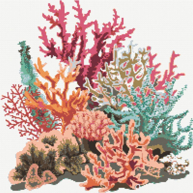 Cross Stitch Pattern PDF Underwater Garden Sea Plants Coral Floral ...