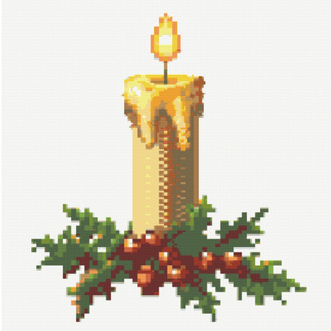 Cross Stitch Pattern PDF Vintage Christmas Candle With Holly Floral ...