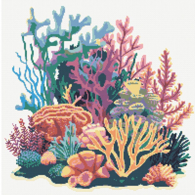 Cross Stitch Pattern PDF Underwater Multi-colored Sea Plants Coral ...