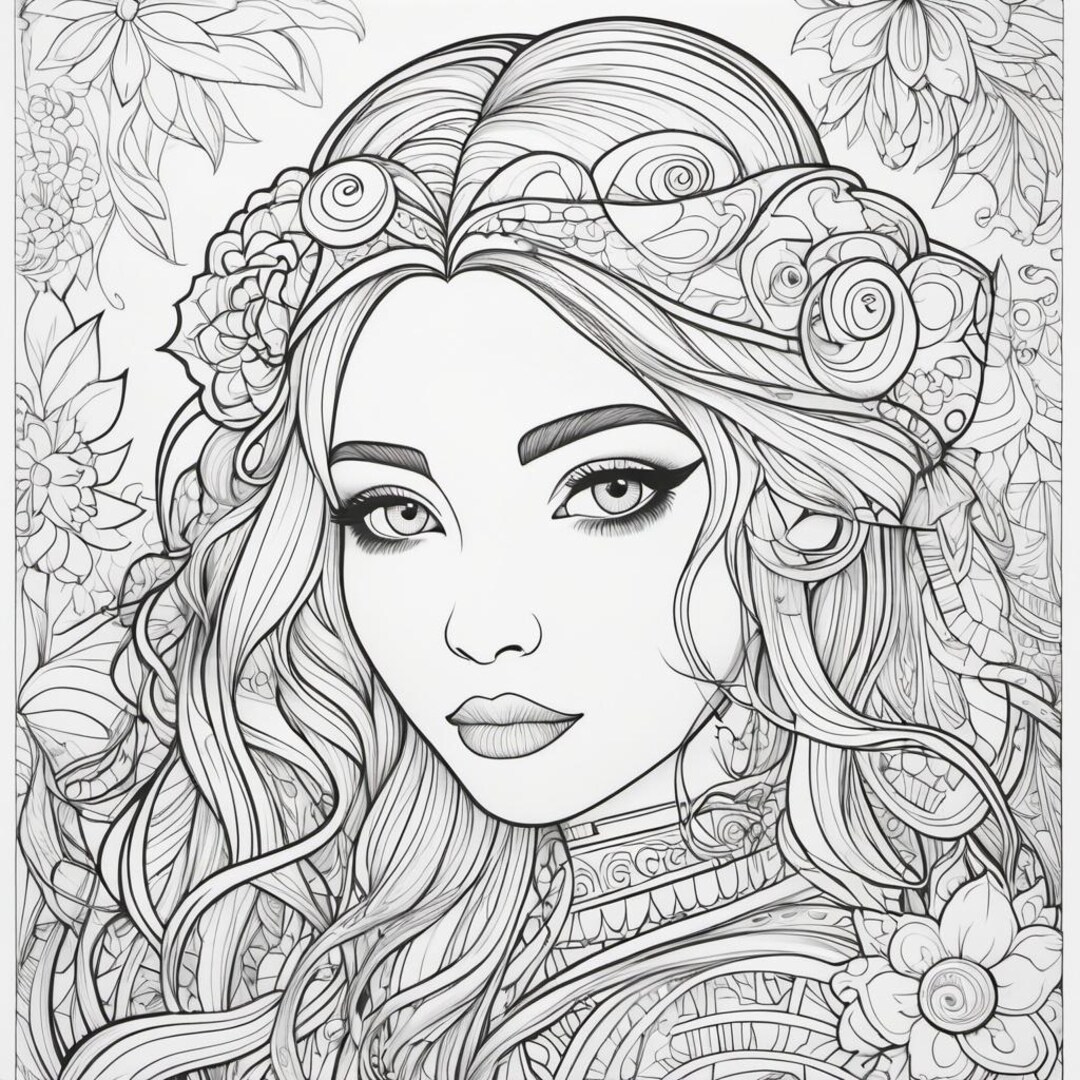 Digital Coloring Page Girl - Etsy