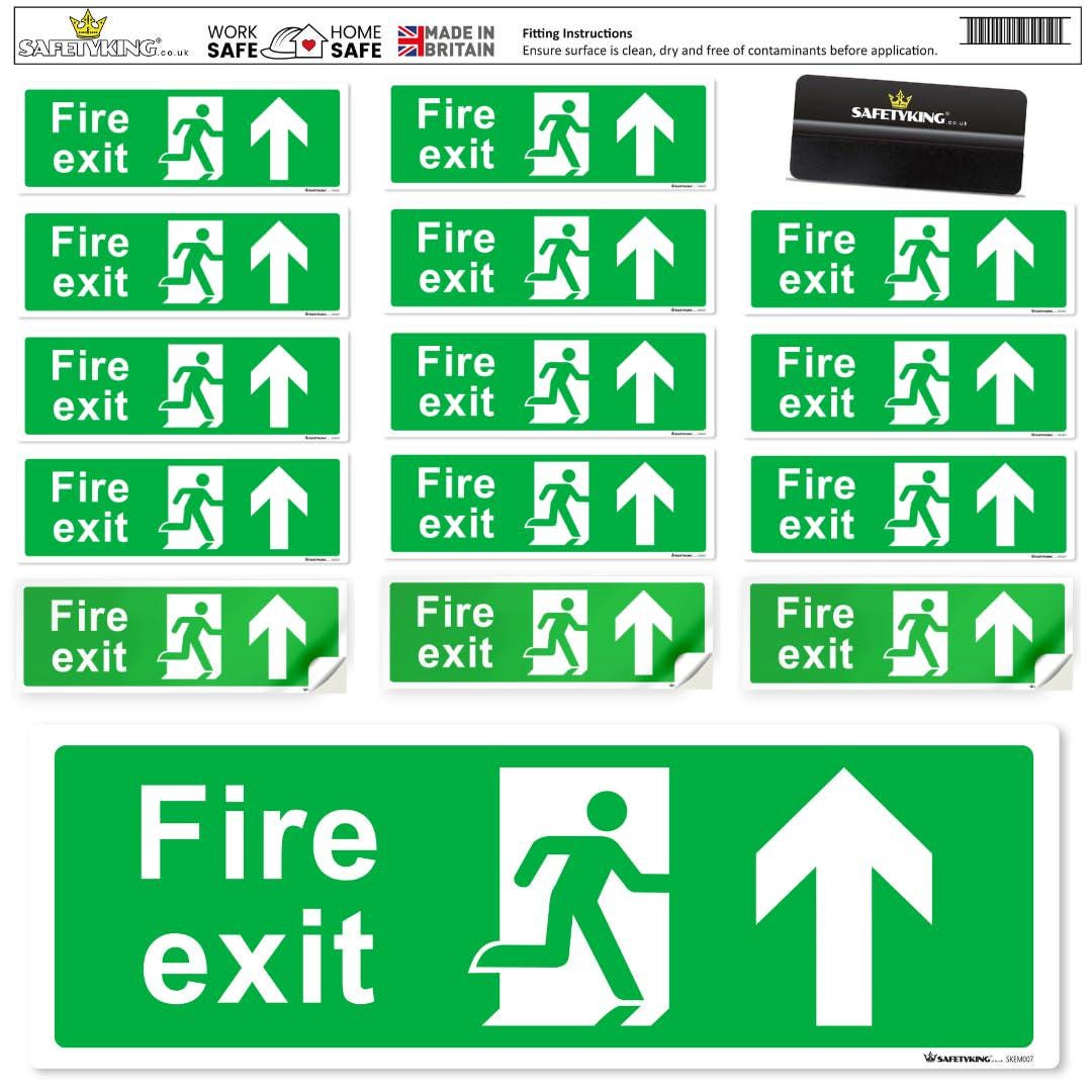 SAFETYKING® 16 Piece Fire Exit Signs | Running Man up Fire Exit Sign ...