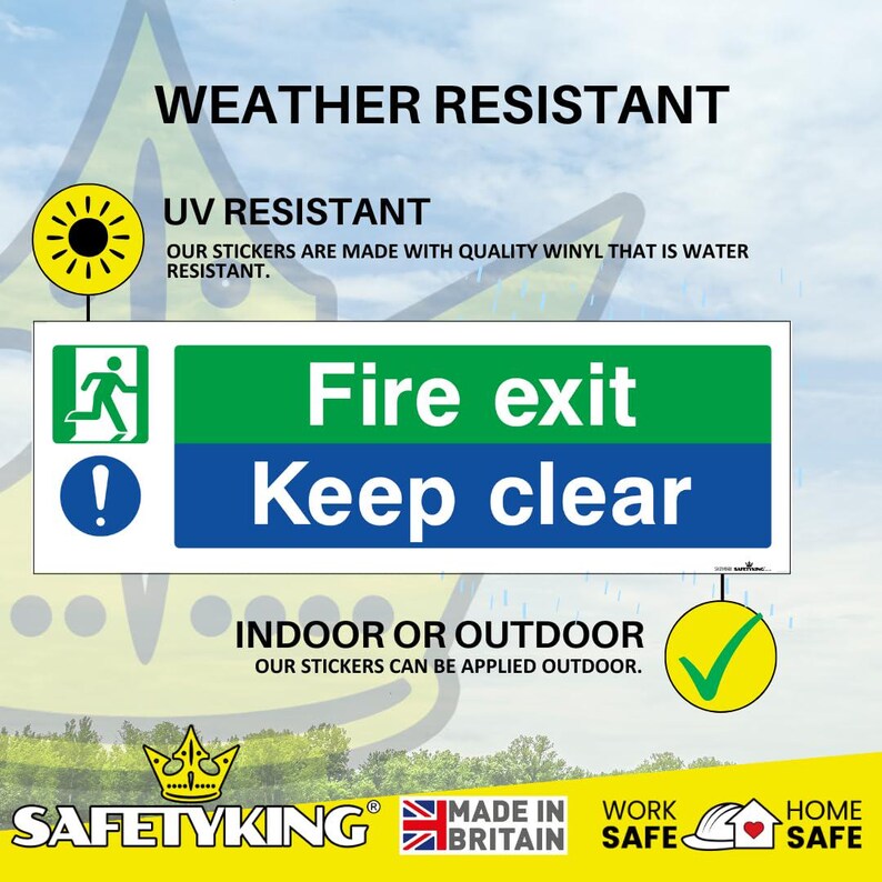 SAFETYKING® 32 Piece Fire Exit Signage Kit 30cm X 10cm | Self Adhesive ...