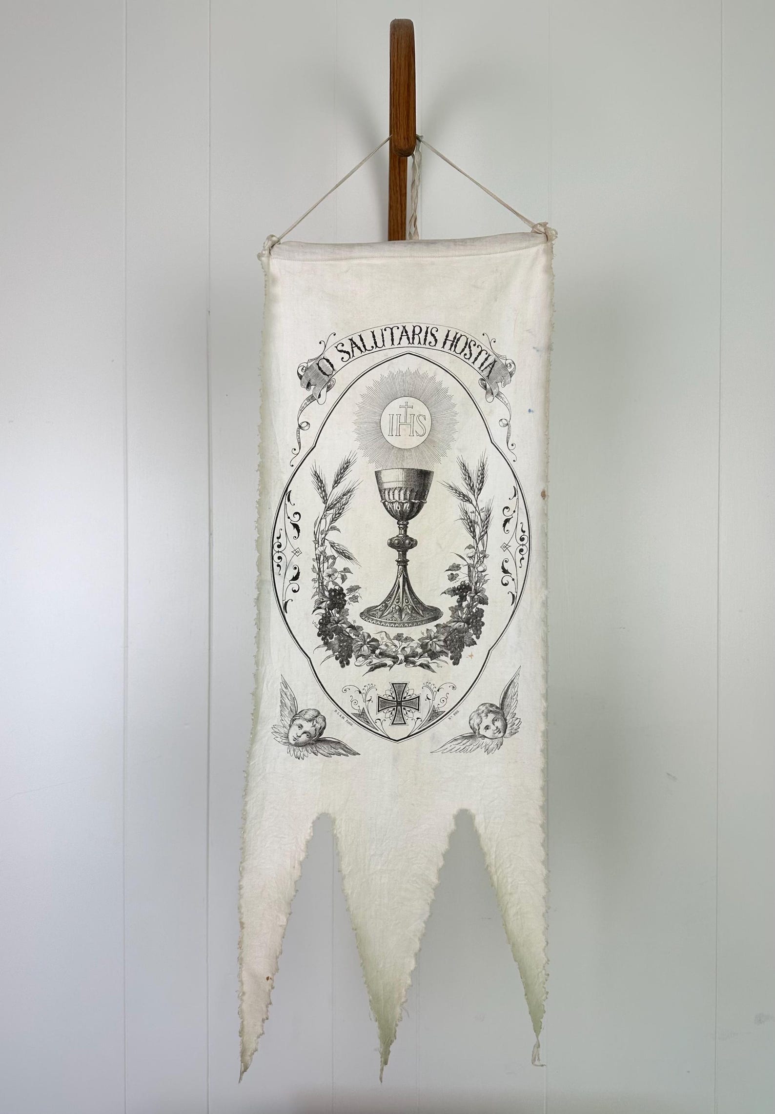Antique French Religious Devotional Banner. Printed on Cotton Cloth by ...