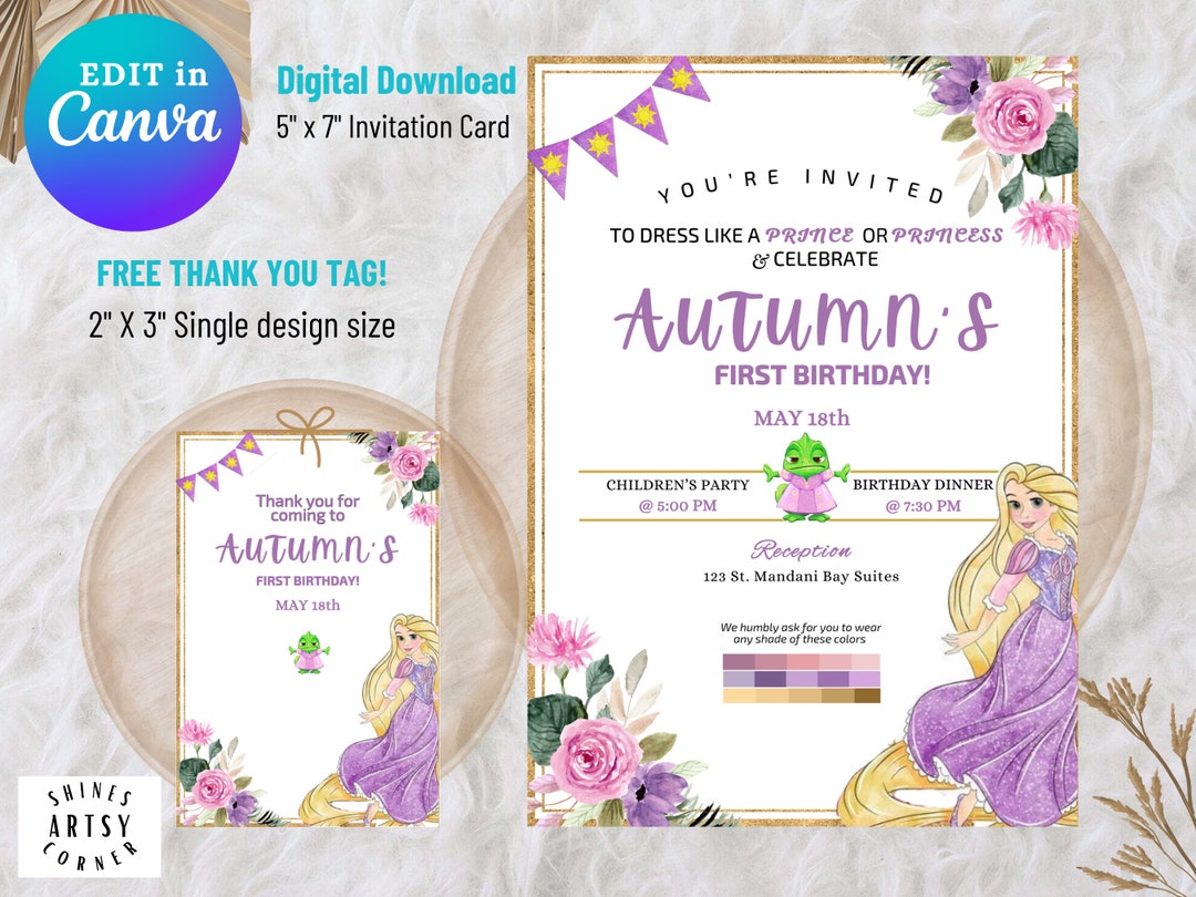 Tangled Invitation, Rapunzel Invitation, Tangled Birthday Invitation ...