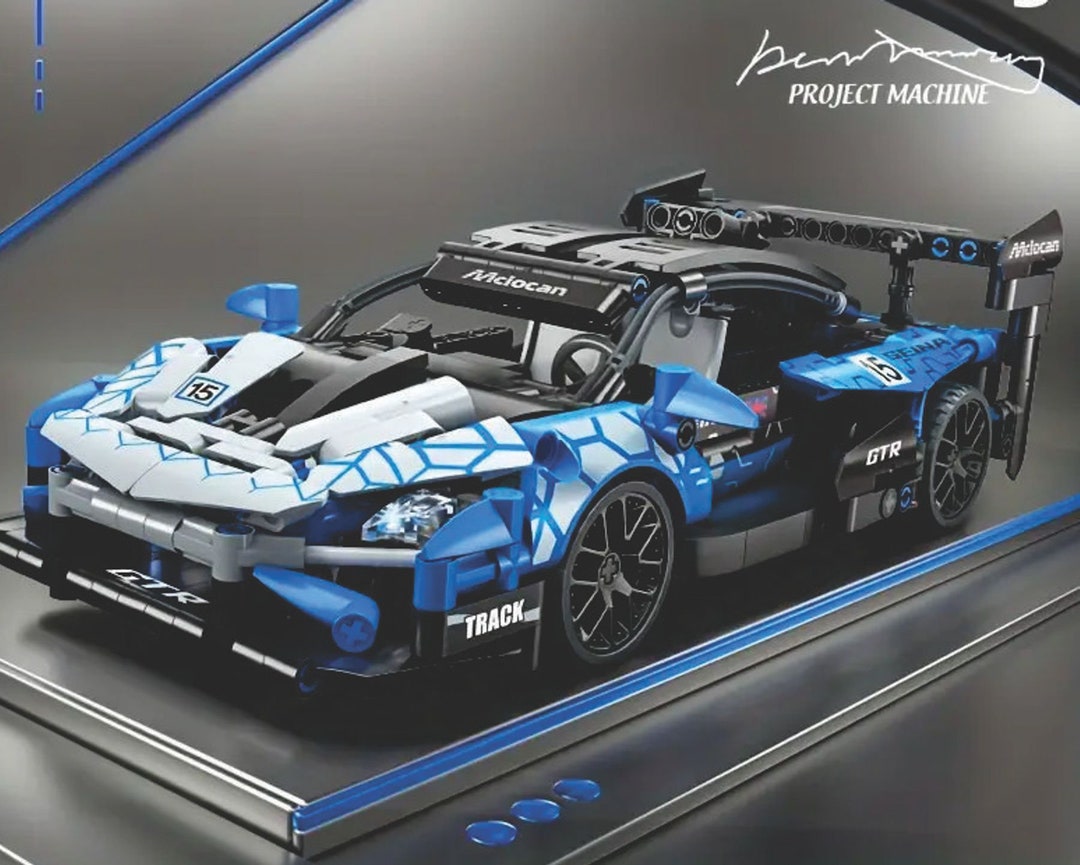 DIY Supercar Race Car Building Brick Pull Back Car, Rubber Tires ...