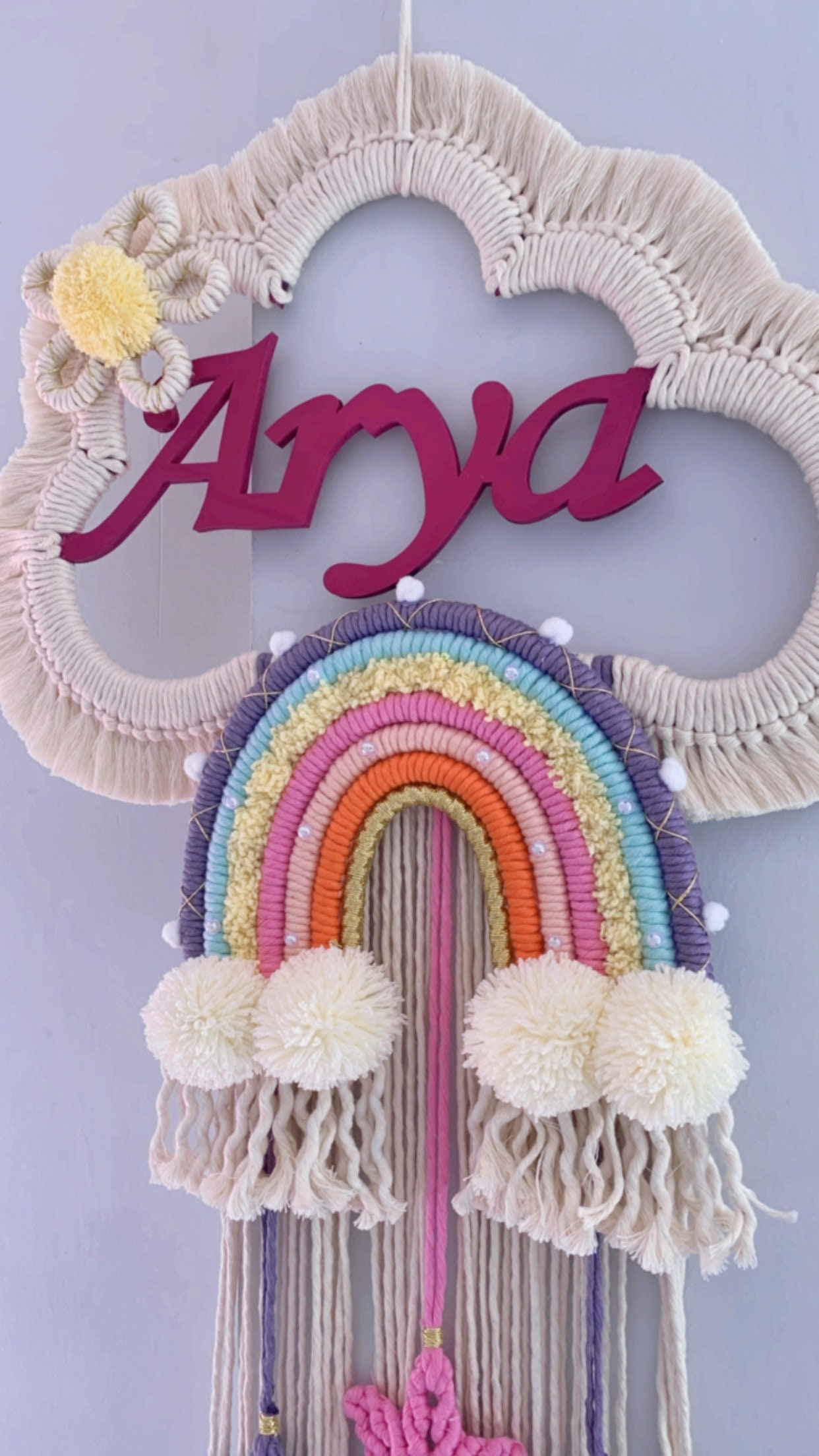 Personalized Macrame Baby Name Sing, Hospital Baby Door Hanger, Pillow ...