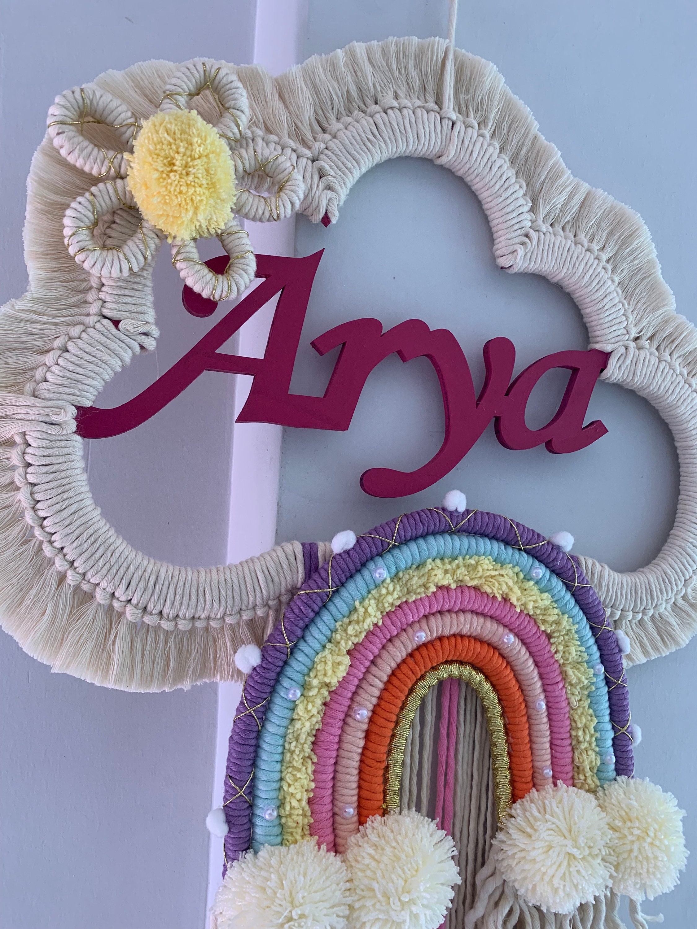 Personalized Macrame Baby Name Sing, Hospital Baby Door Hanger, Pillow ...
