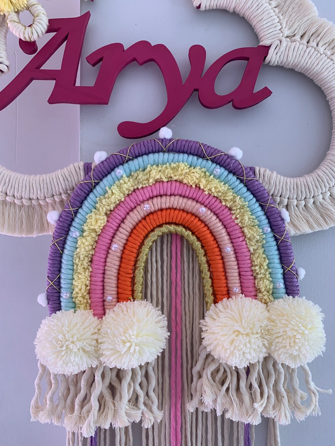 Personalized Macrame Baby Name Sing, Hospital Baby Door Hanger, Pillow ...