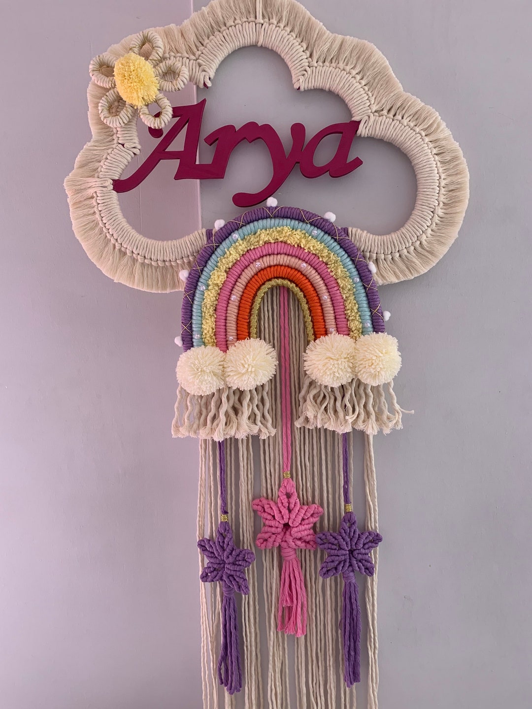 Personalized Macrame Baby Name Sing, Hospital Baby Door Hanger, Pillow ...