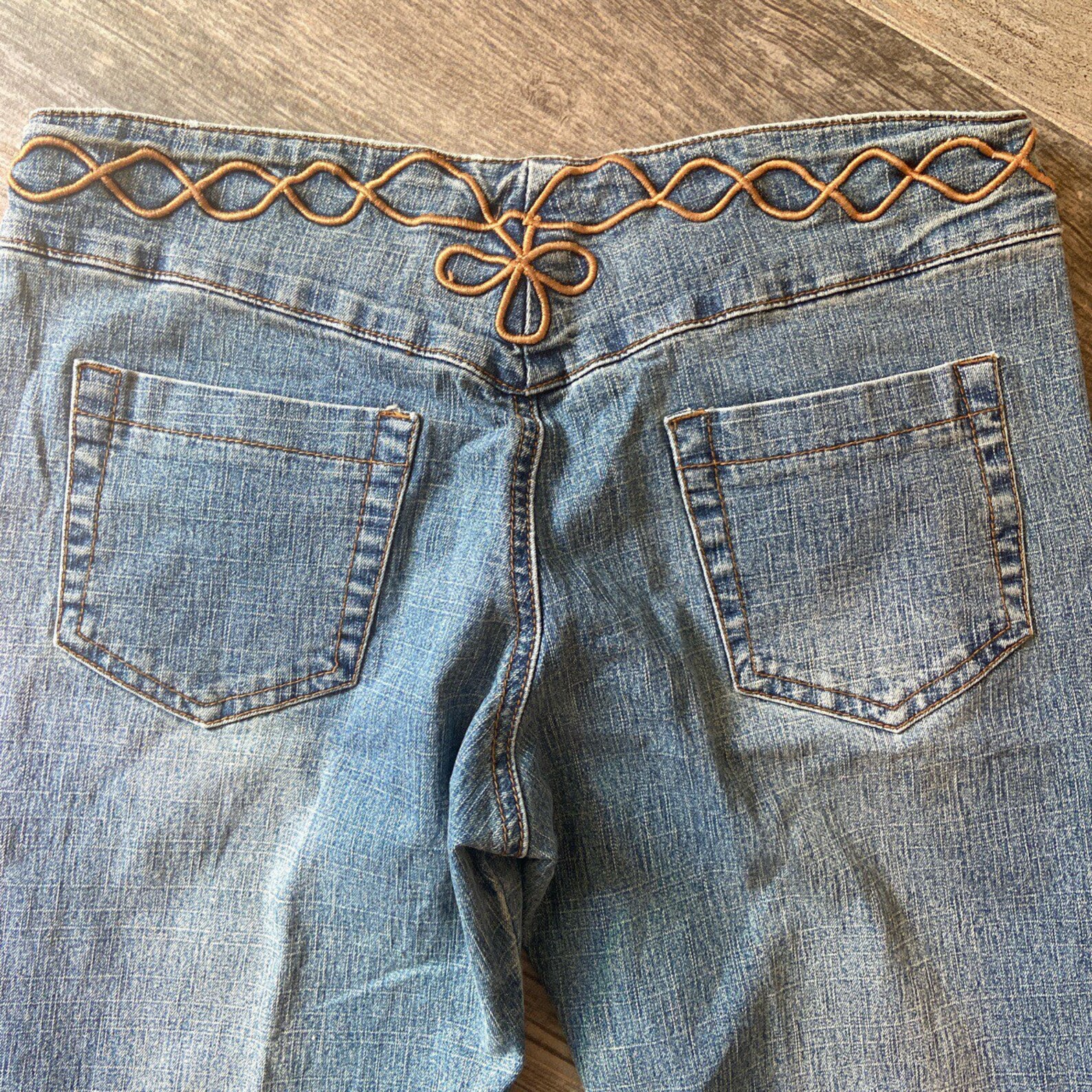 Vintage Embroidered Low Rise Y2k Flare Jeans Size 28 Etsy