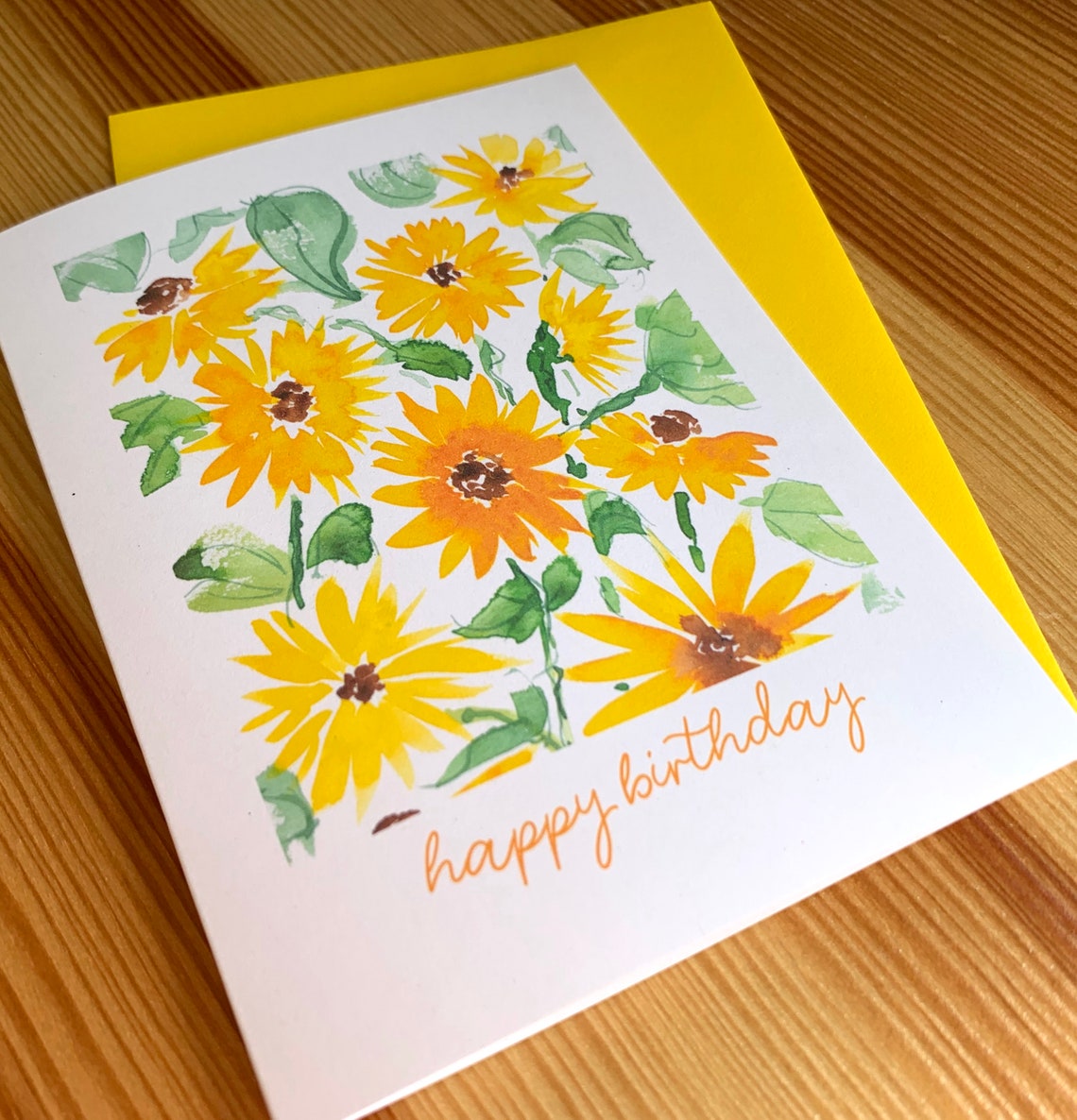 Sunflowers Watercolor Happy Birthday Card Watercolor Flower - Etsy