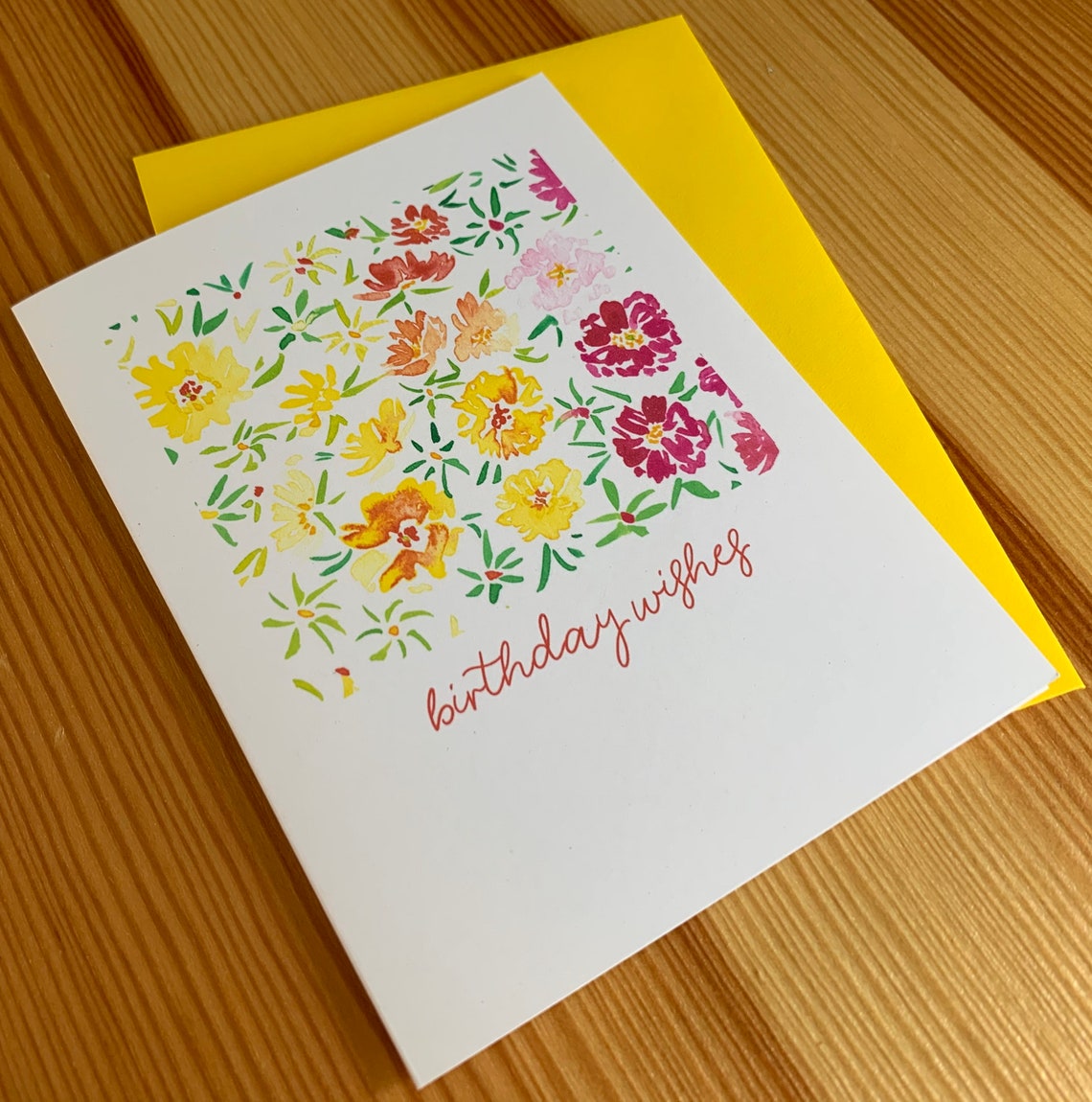 Floral Watercolor Birthday Wishes Card Watercolor Flower | Etsy