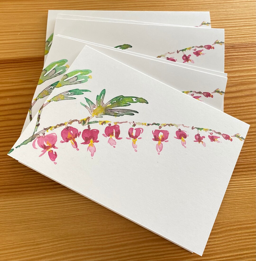 Watercolor Bleeding Heart Note Cards - Watercolor Floral Stationery ...