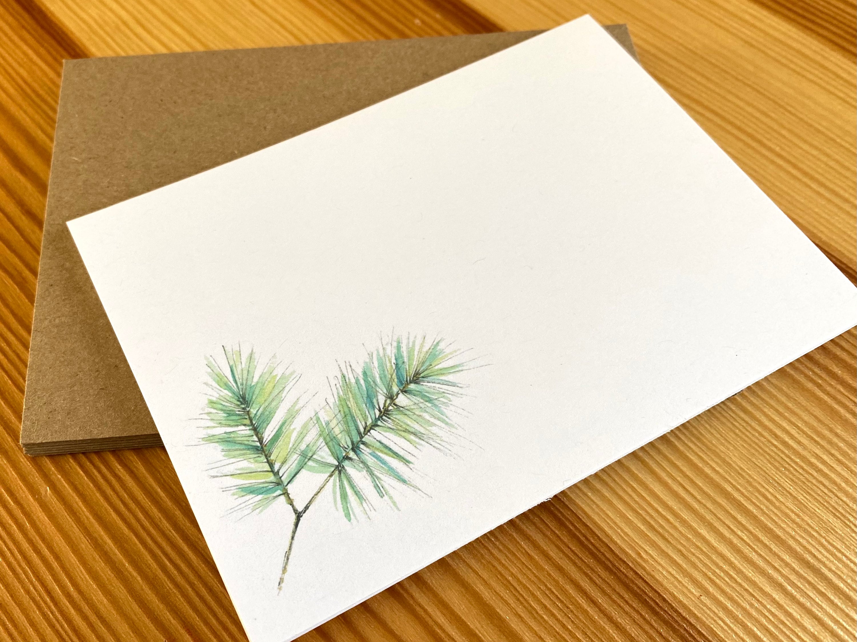 Watercolor White Pine Flat Note Stationery Set Pine Tree | Etsy