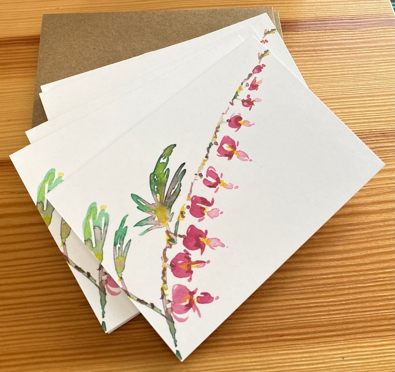 Watercolor Bleeding Heart Note Cards - Watercolor Floral Stationery ...