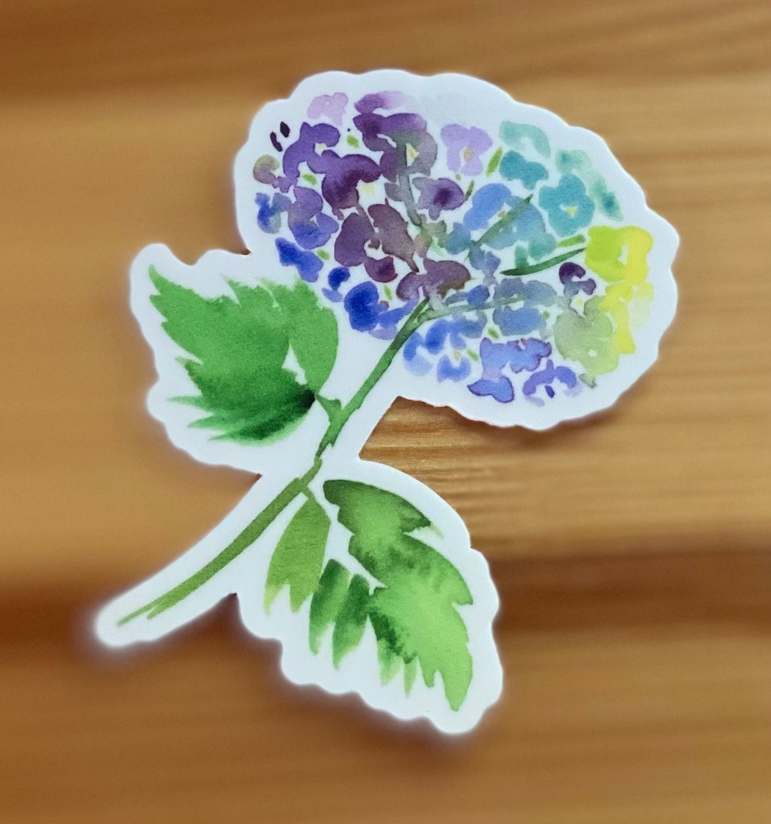 Blue Hydrangea Vinyl Sticker | Watercolor Garden Flower Decal | Die Cut ...