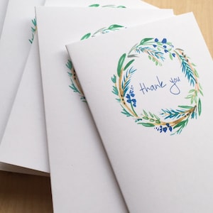Watercolor Wreath Thank You Note Cards Boxed Botanical Thank - Etsy