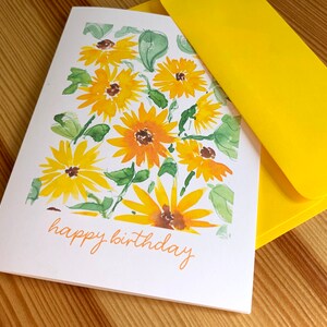 Watercolor Sunflowers Birthday Card - Floral Greeting Card - Etsy