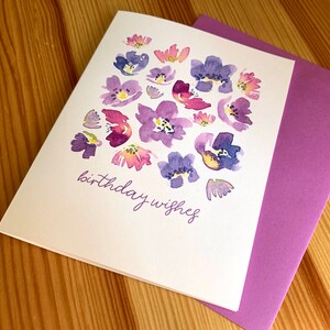 Purple Geranium Birthday Card Watercolor Flower Birthday - Etsy