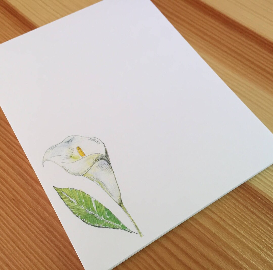 Watercolor Calla Lily Small Notepad | 4 X 5 Handmade Botanical Floral ...