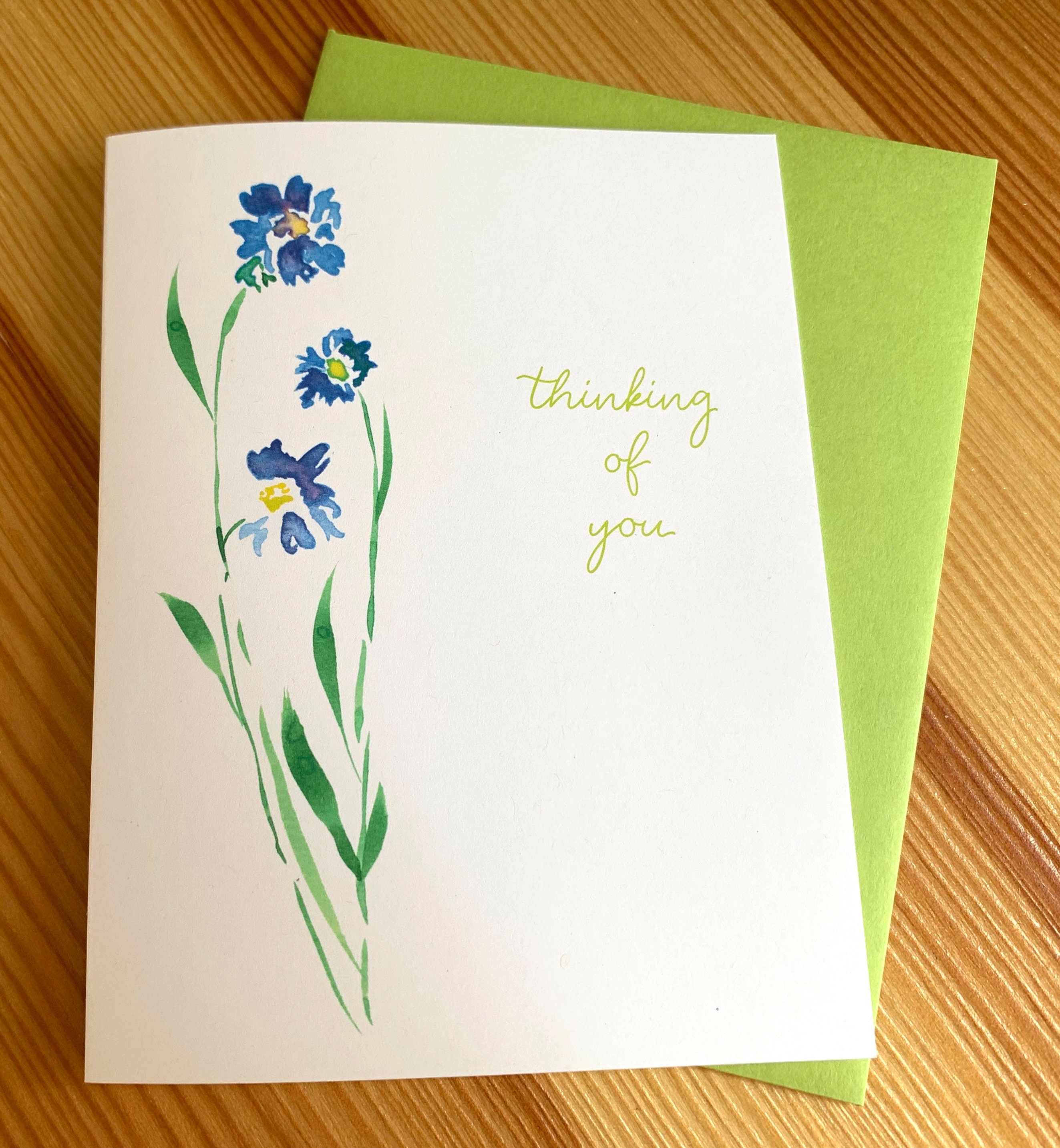 Pincushion Flower Thinking of You Card Blue Floral - Etsy