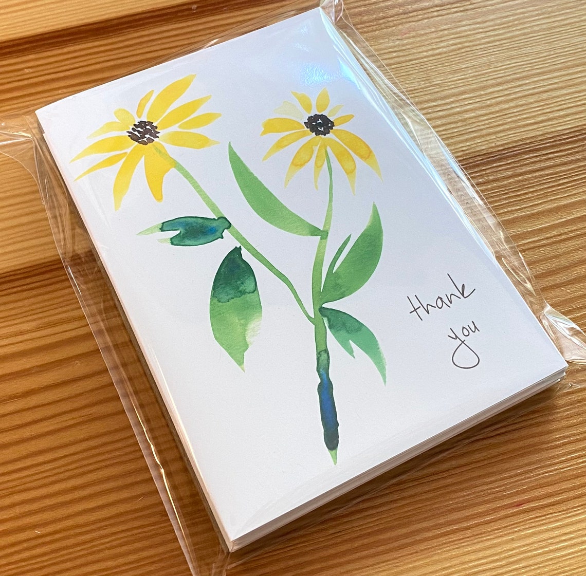 Black Eyed Susan Thank You Note Cards Watercolor Botanical - Etsy