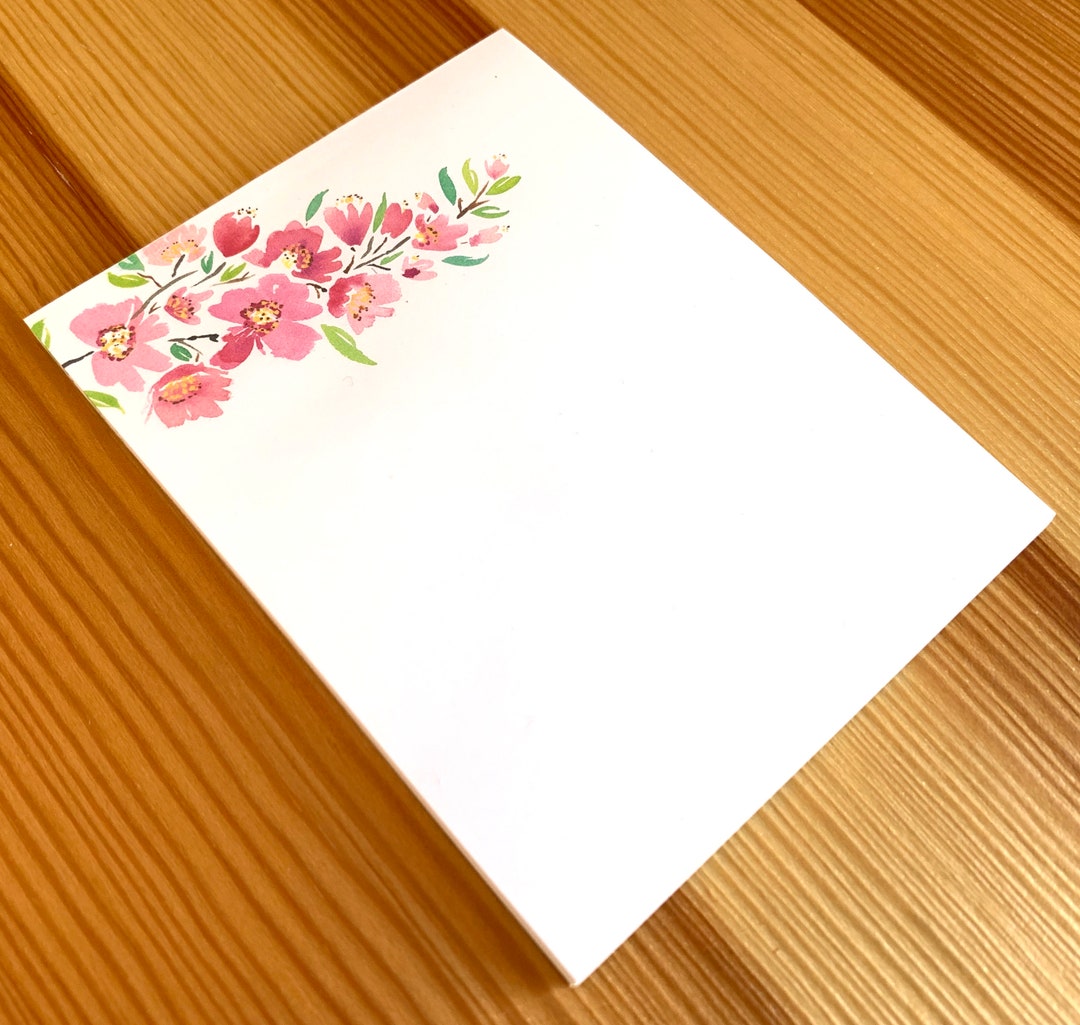 Cherry Blossom Notepad | Small Watercolor Floral Notepad | 4 X 5 ...