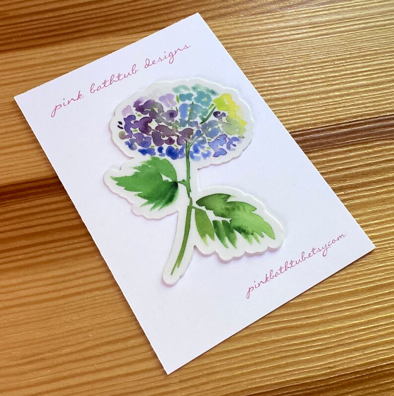 Blue Hydrangea Vinyl Sticker Watercolor Flower Decal Sticker | Etsy