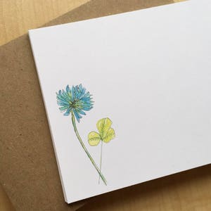 Watercolor Blue Clover Stationery | Botanical Wildflower Small Note ...