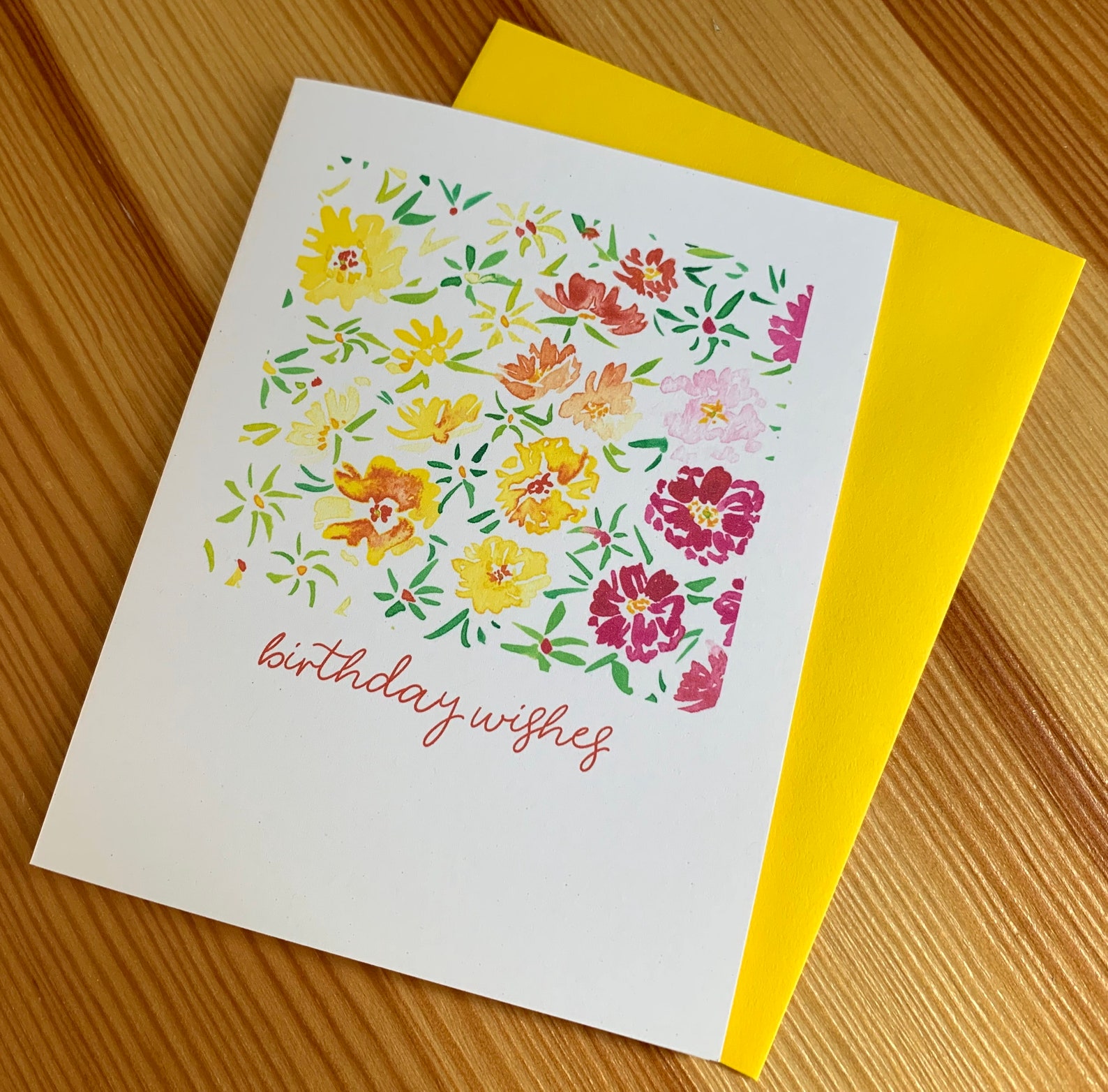 Floral Watercolor Birthday Wishes Card Watercolor Flower | Etsy