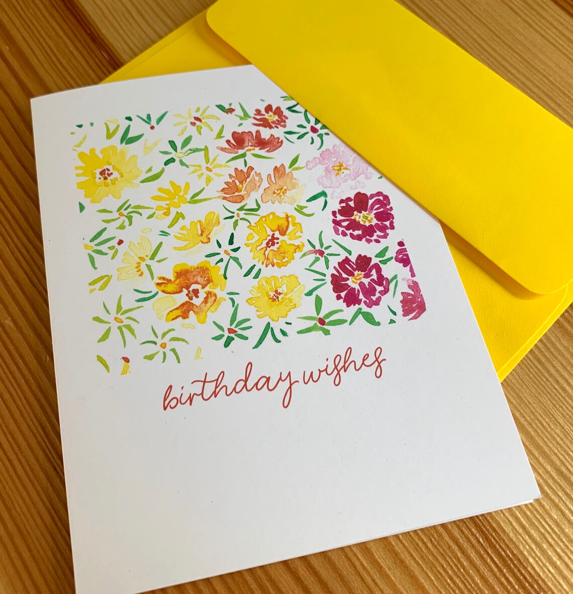 Floral Watercolor Birthday Wishes Card Watercolor Flower | Etsy