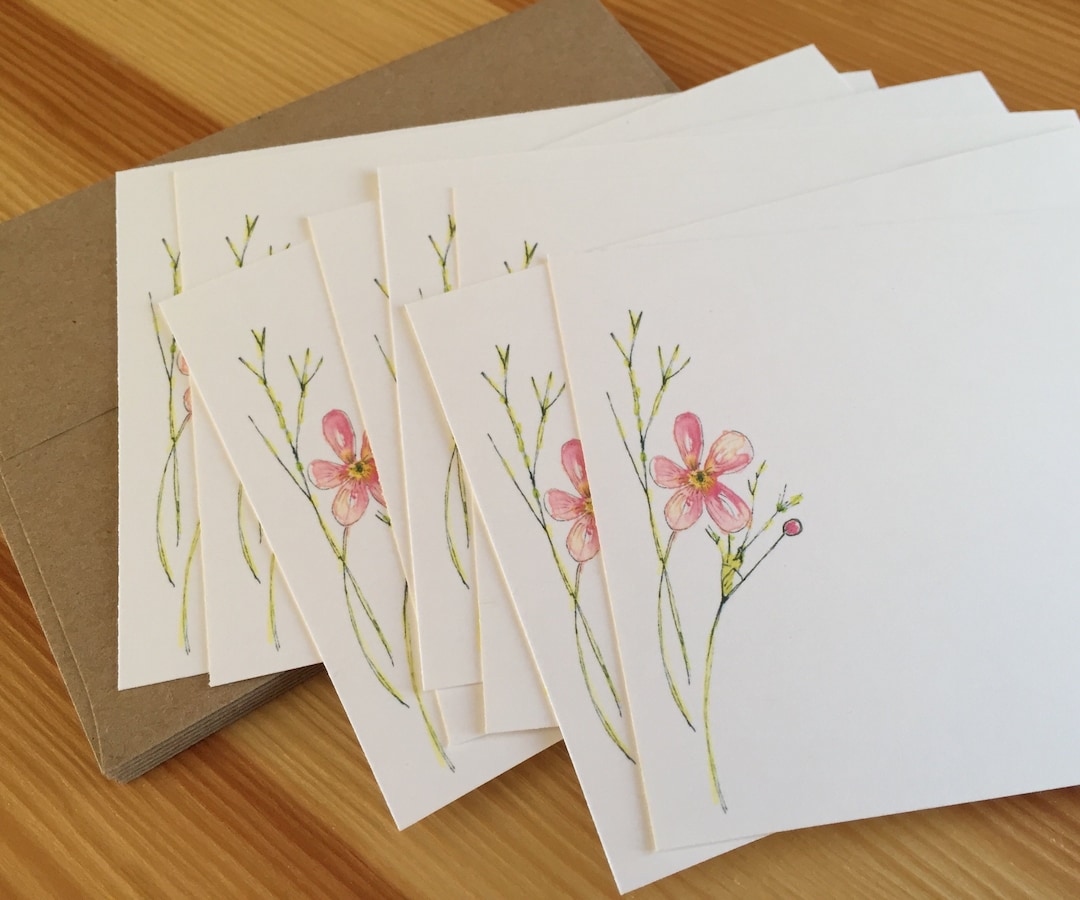 Watercolor Pink Buttercup Botanical Stationery | Pretty Delicate Floral ...