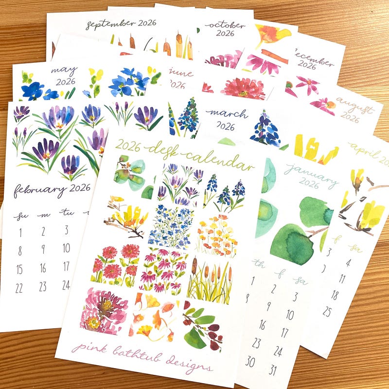 2026 Nature Watercolor Calendar - Etsy