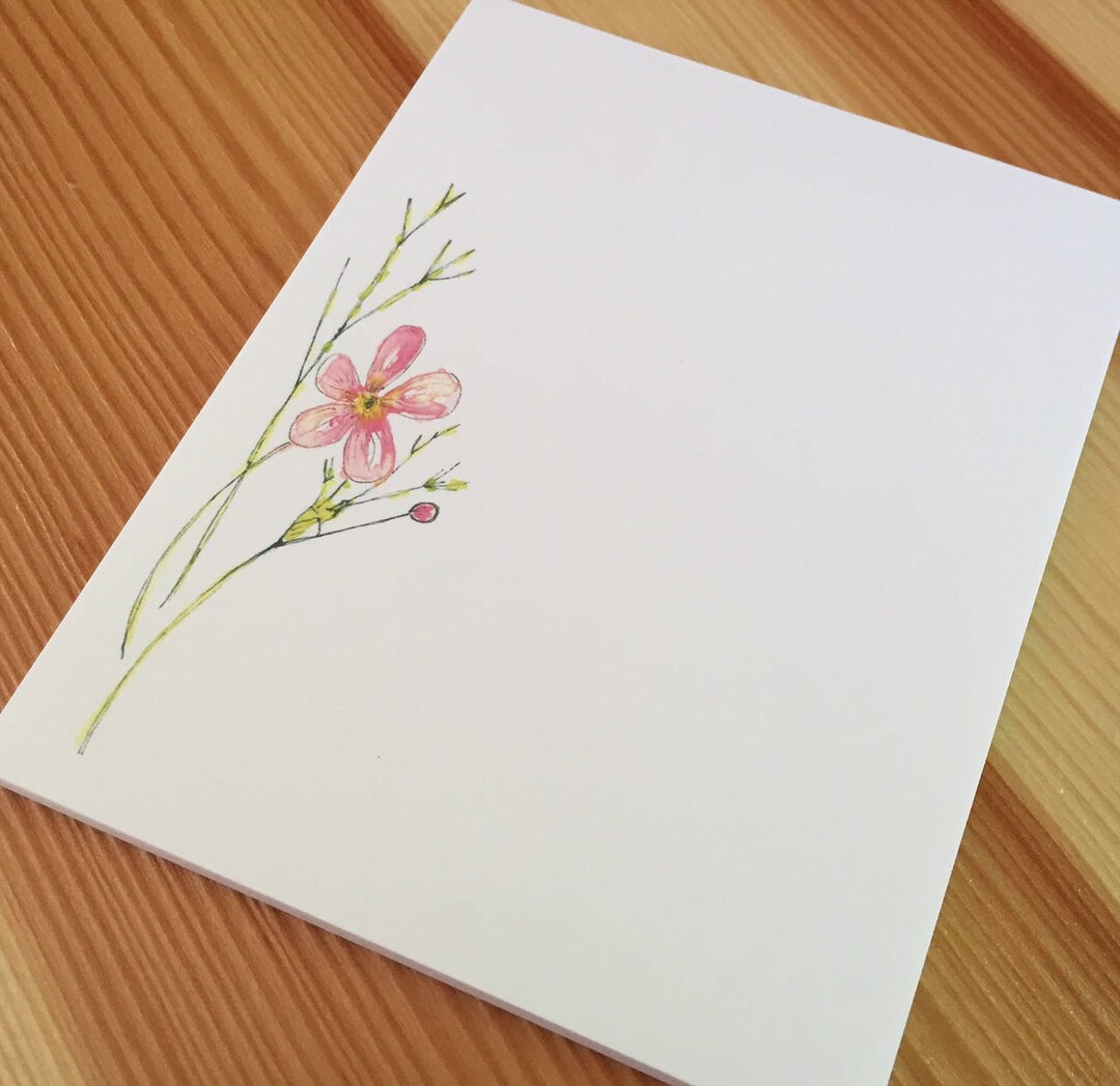 Watercolor Pink Floral Small Notepad | 4 X 6 Handmade Botanical Water ...