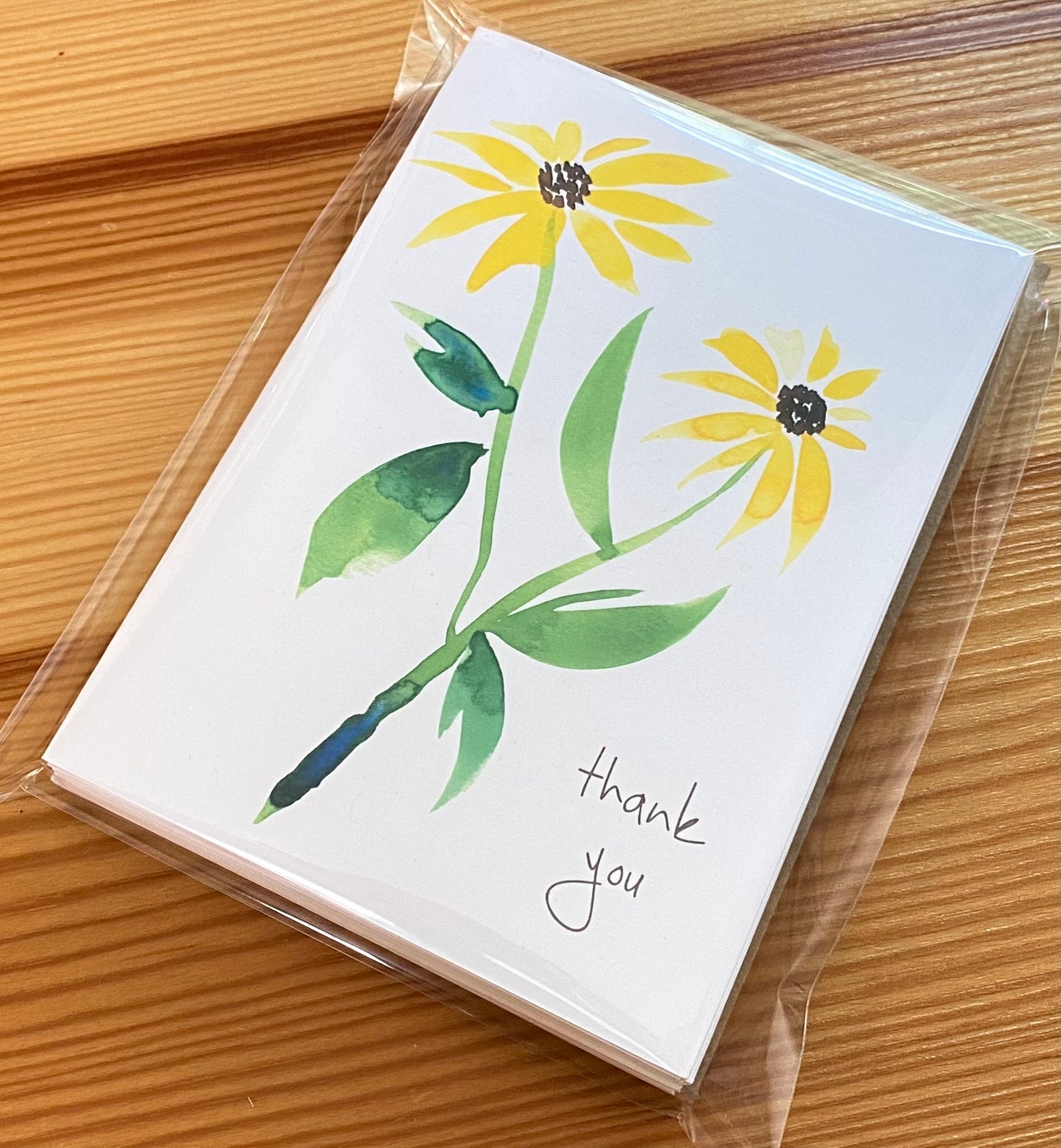 Black Eyed Susan Thank You Note Cards Watercolor Botanical - Etsy