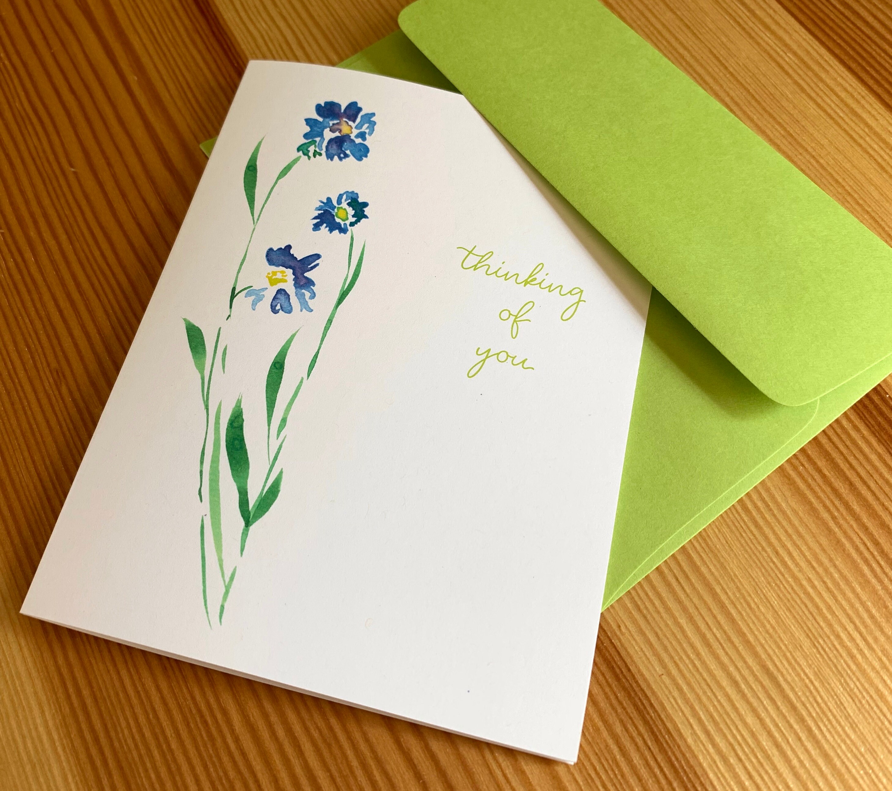 Pincushion Flower Thinking of You Card Blue Floral - Etsy