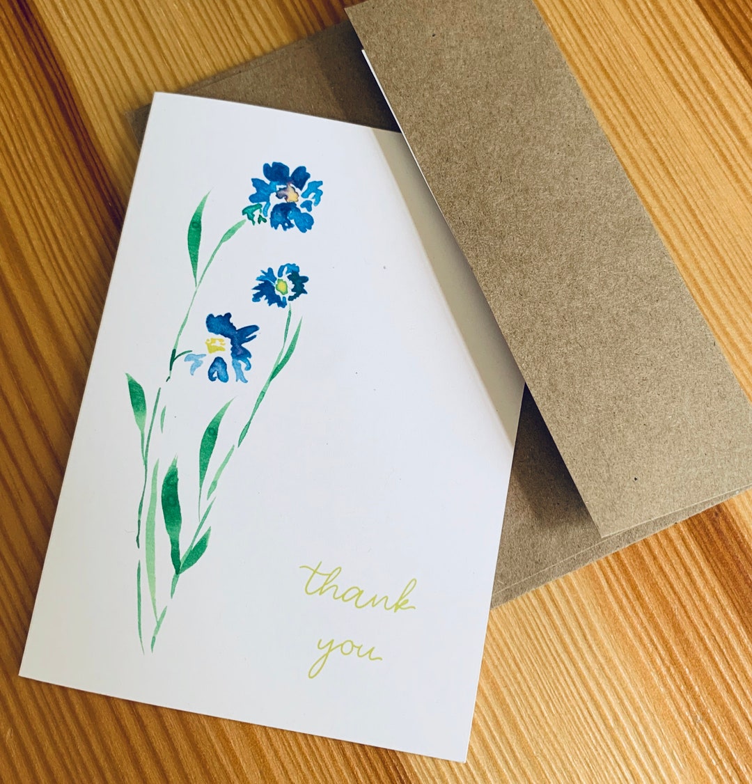 Pincushion Flower Thank You Note Cards Watercolor Floral Boxed Thank ...