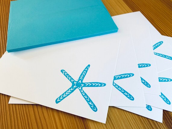 Blue Starfish Stationery Starfish Note Cards Beach | Etsy