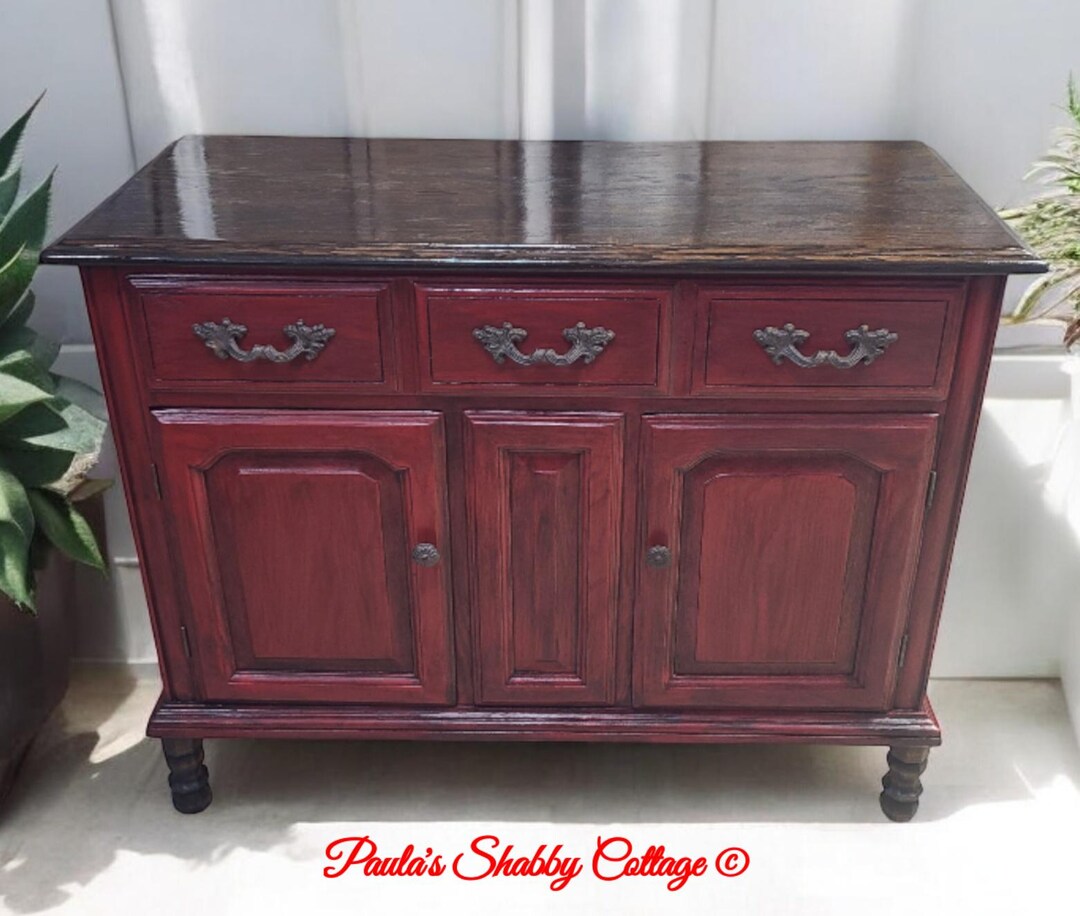 Beautiful Vintage Tell City Tanbark Oak Red Buffet/media Console/coffee ...