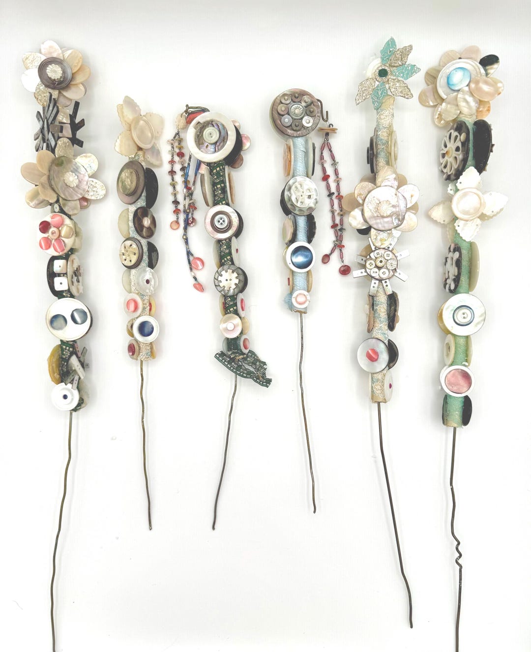 Handmade Button Flower Garden Stakes – Unique Button Art Display - Etsy