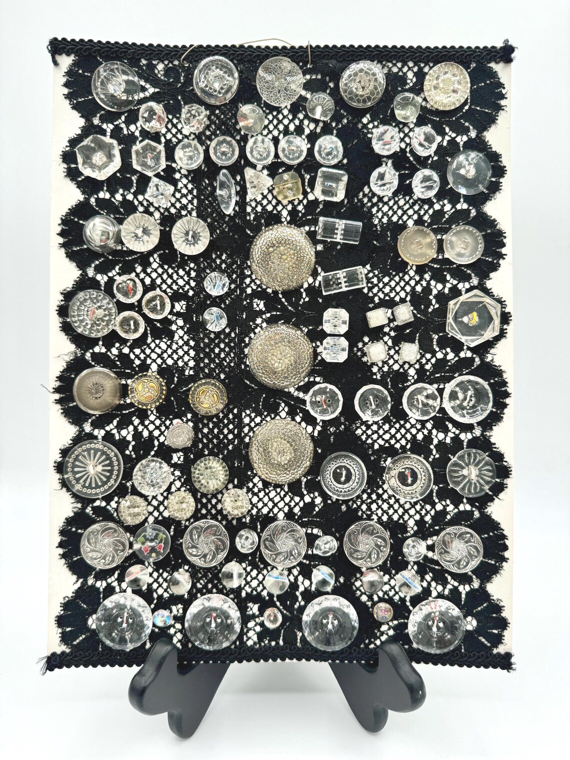 Handmade Button Art Collection on Black Lace – 80+ Unique Buttons - Etsy