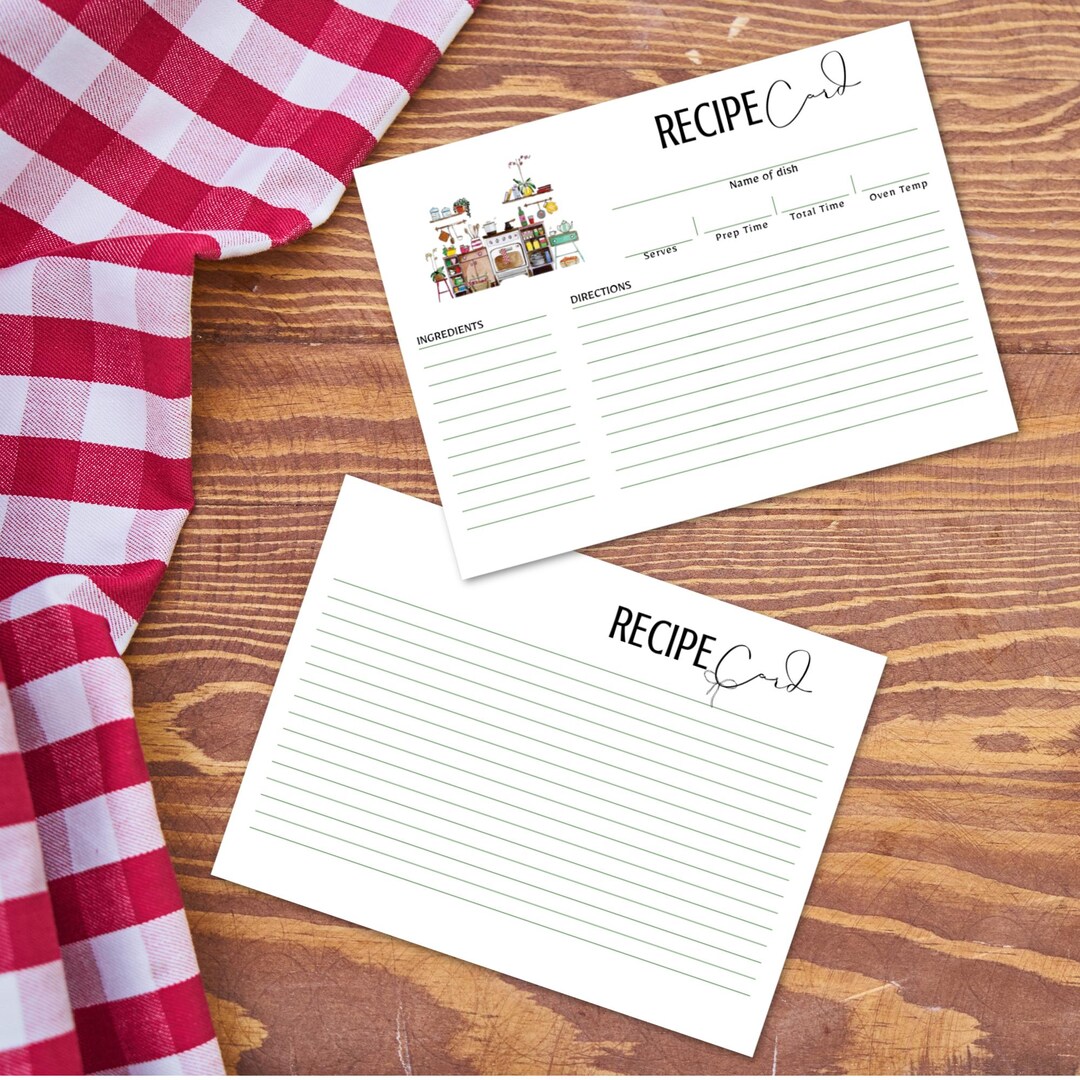 Aquarell Rezept Karte Vorlage: 4x6 Canva Printable | Digitaler Download ...