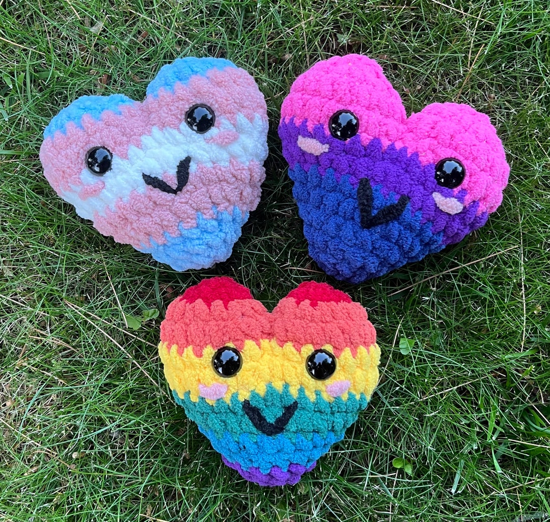 Crochet Pride Heart Flags | Handmade Love Hearts | Pride Month - Etsy