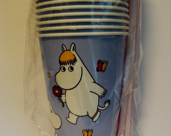MOOMIN Party Paper CUPS Kids Finland Straws Lids Birthday Snorkmaiden ...
