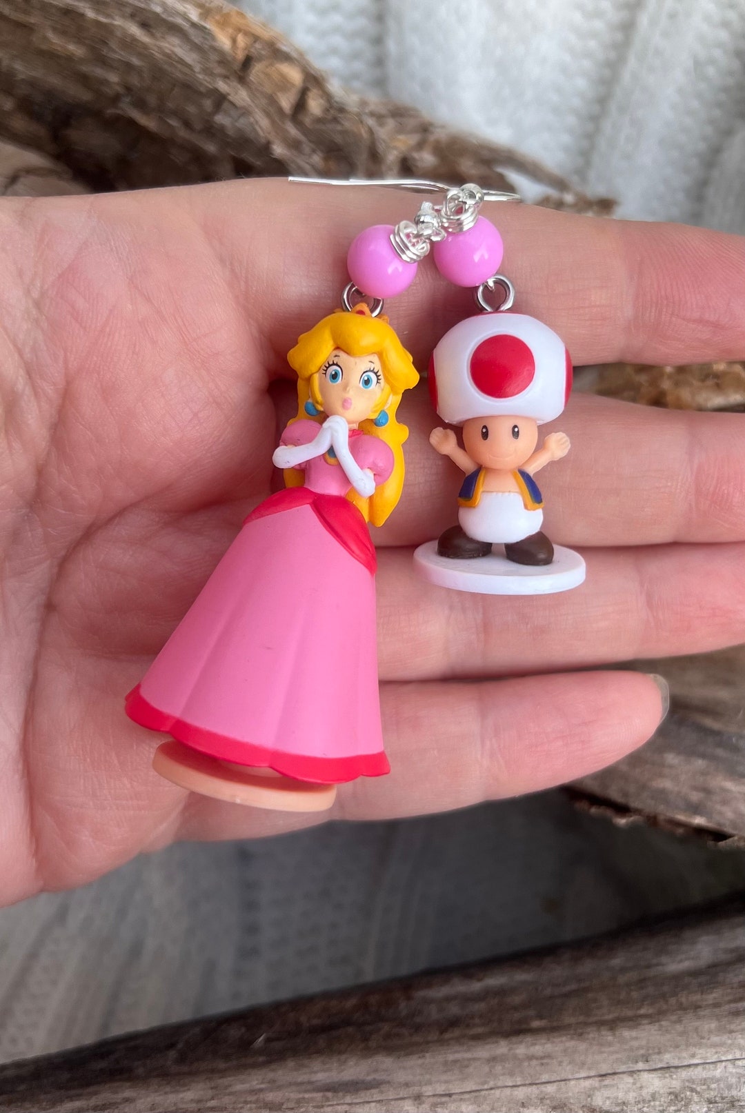 FHS *princess Peach and the King Toadstool* Earrings Mario Bros - Etsy
