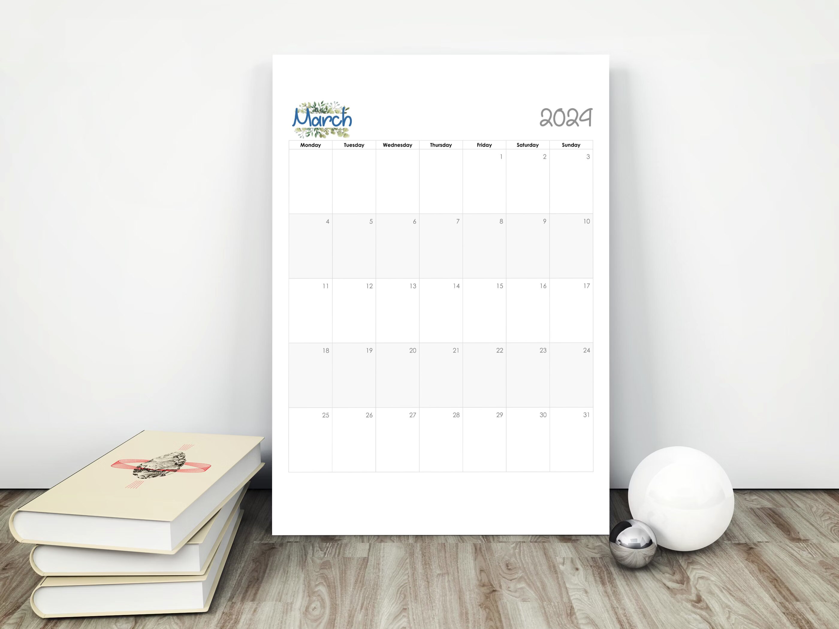 Printable Calendar 2024 | Monthly Planner | A4, A3 | Portrait and ...